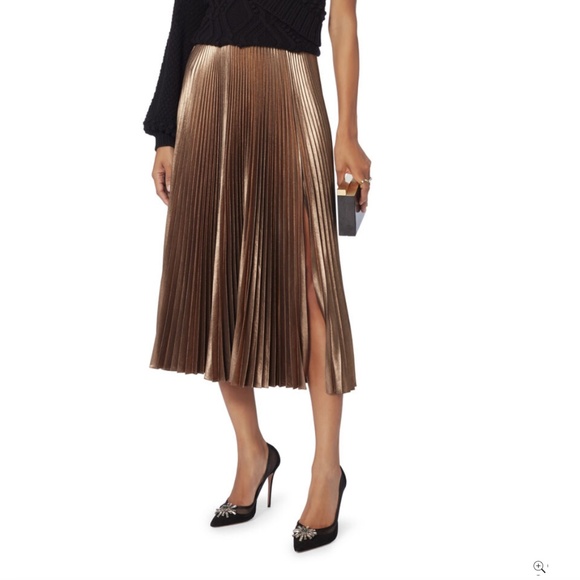 A.L.C. | Skirts | Nwot Alc Pleated Gold Maxi Skirt With Slit | Poshmark